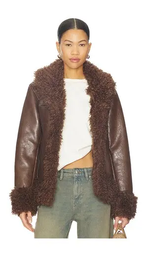 Blanknyc Faux Leather Coat With Faux Fur Trim