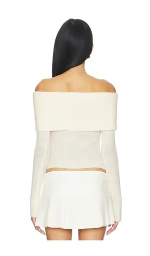 GUIZIO Off-shoulder Knit Top - Ivory