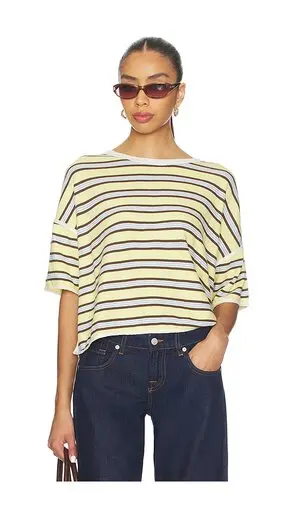 Free People X We The Free Striped Jersey Tee - Yellow
