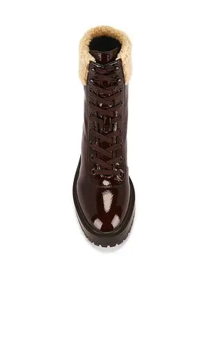 Paige Briar Patent Leather Lace-up Boots With Faux Fur Cuff