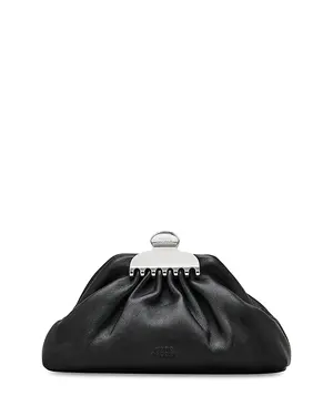 Marc Jacobs Glam Claw Clip Leather Clutch - Black