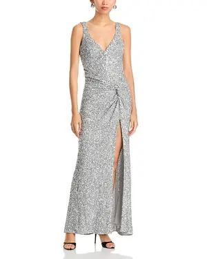 Bcbgmaxazria Goldie Sequin Gown - Silver