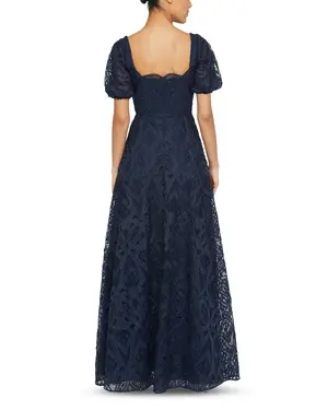 Theia Dominique Puff Sleeve Gown