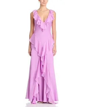 AMUR Estella Bias Ruffled Gown