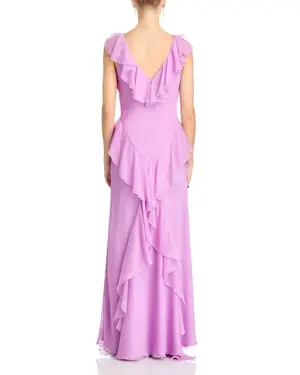 AMUR Estella Bias Ruffled Gown