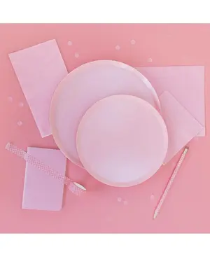 JOLLITY & CO Solid Shade Colors, Paper Party Dinner Plates, Set Of 8 - Amaranth
