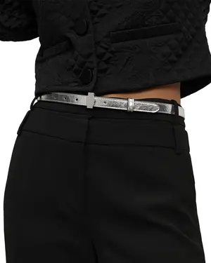 Veronica Beard Crinkle Leather Dash Belt