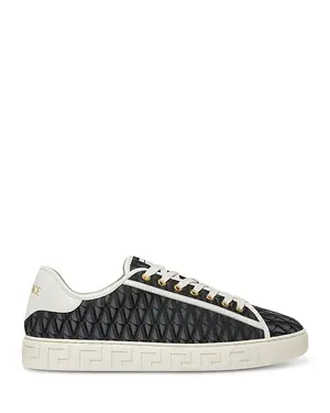 Versace Jacquard V Fabric Low Top Sneakers - Black+off