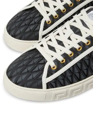 Versace Jacquard V Fabric Low Top Sneakers - Black+off