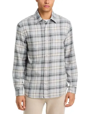 BOSS Owen Relaxed Fit Printed Button Front Shirt - Medium Grey