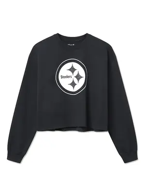 Junk Food Clothing Nfl Pittsburgh Steelers Bling Crop Fleece - Black