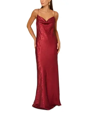 Adrianna Papell Foiled Chiffon Dress - Wine