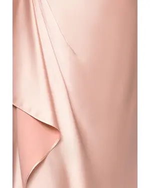 Aqua Satin Long Sleeve Maxi Gown - Rose