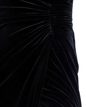 Aqua Off-the-shoulder Velvet Gown