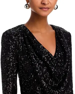 Eliza J Long Sleeve Sequin Jumpsuit