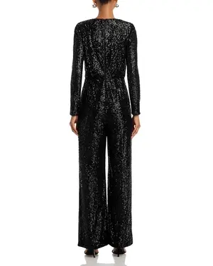 Eliza J Long Sleeve Sequin Jumpsuit
