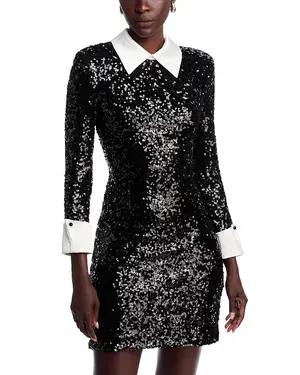 Eliza J Collared Sequin Dress