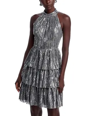 Eliza J Sequin Tiered Dress