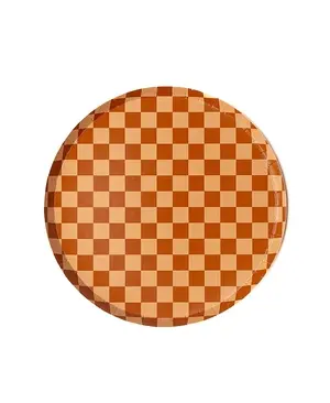 JOLLITY & CO Checkered Paper Dessert Plates, Set Of 8 - Cafe Con Leche (brown)