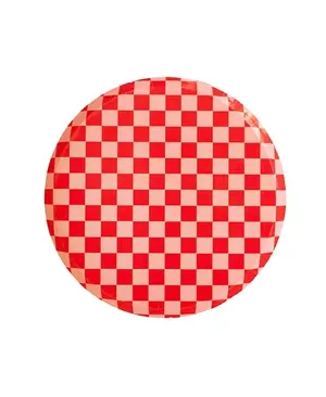 JOLLITY & CO Checkered Paper Dessert Plates, Set Of 8 - Cherry (red)