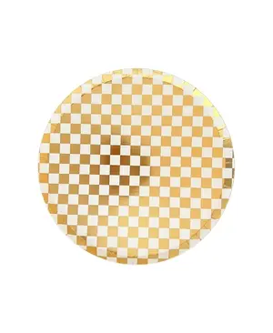 JOLLITY & CO Checkered Paper Dessert Plates, Set Of 8 - Gold Clash (gold)