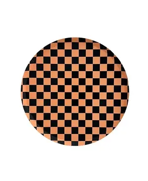 JOLLITY & CO Checkered Paper Dessert Plates, Set Of 8 - Halloween (orange And Black)