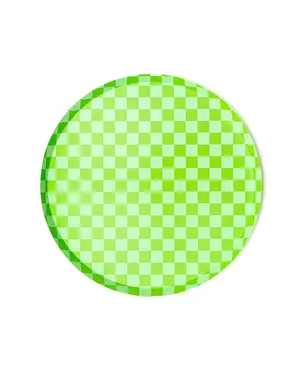JOLLITY & CO Checkered Paper Dessert Plates, Set Of 8 - In The Limelight (green)