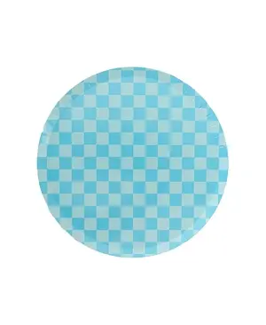 JOLLITY & CO Checkered Paper Dessert Plates, Set Of 8 - Out Of The Blue (blue)