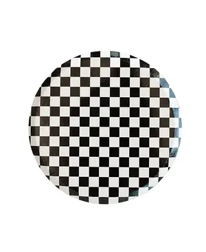 JOLLITY & CO Checkered Paper Dessert Plates, Set Of 8 - The Classic (black)