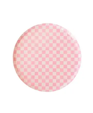 JOLLITY & CO Checkered Paper Dessert Plates, Set Of 8 - Tickle Me Pink (pink)