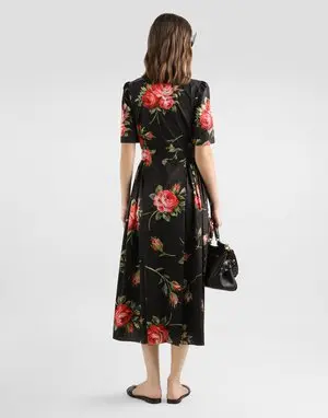 Dolce & Gabbana Rose Bouquet-print Poplin Shirt Dress - Multicolor