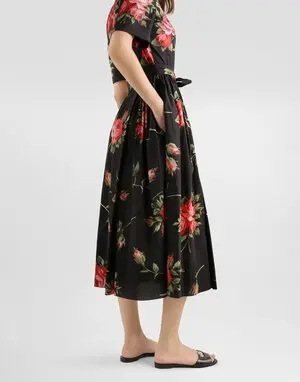 Dolce & Gabbana Rose Bouquet-print Poplin Shirt Dress - Multicolor