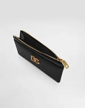 Dolce & Gabbana Calfskin Card Holder With Dg Logo - Black