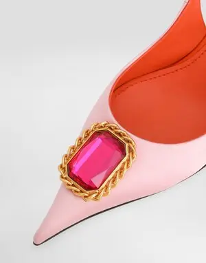 Dolce & Gabbana Satin Slingback Pumps With Embellishment - Multicolor