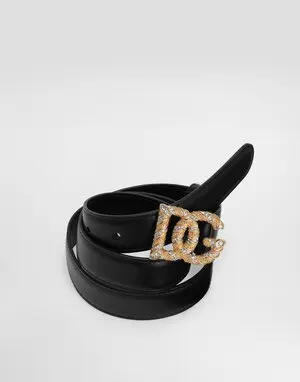 Dolce & Gabbana Calfskin Belt With Dg Logo - Black
