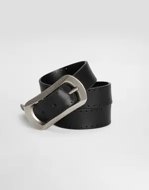 Dolce & Gabbana Calfskin Belt With Dg Logo Buckle - Black