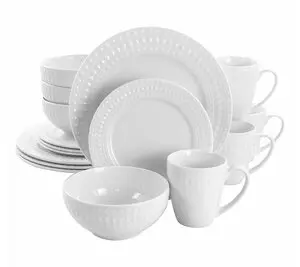ELAMA Cara 16 Piece Round Porcelain Dinnerware Set - One-color