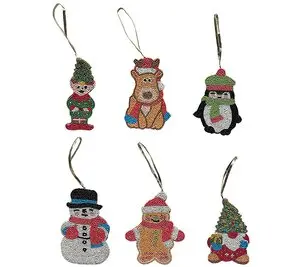 TEMP-TATIONS As Is Set Of 6 Beaded Ornaments - One-color