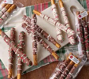 E&A CANDIES Sh12/8 18pc Chocolatey Holidaypretzel Rods - One-color