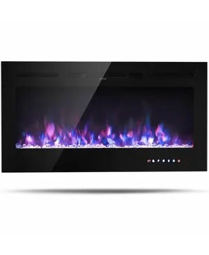 SUGIFT 40-inch Electric Fireplace Recessed With Thermostat - Black
