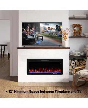 SUGIFT Electric Fireplace 40 Inches Recessed And Wall Mounted For 2' X 6' Stud