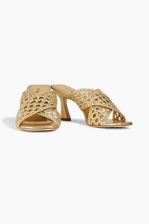 STUART WEITZMAN Thea 75 Metallic Woven Mules
