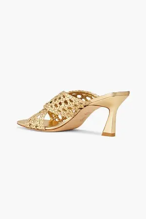 STUART WEITZMAN Thea 75 Metallic Woven Mules