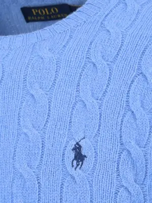 Polo Ralph Lauren Logo Braided Sweater - Light Blue