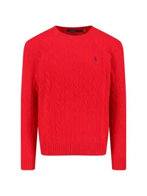 Polo Ralph Lauren Logo Braided Sweater - Red