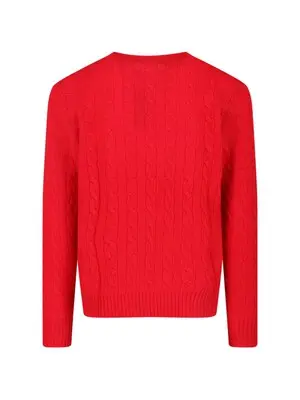 Polo Ralph Lauren Logo Braided Sweater - Red