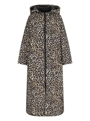 SITTINGSUITS Leopard Print Maxi Coat