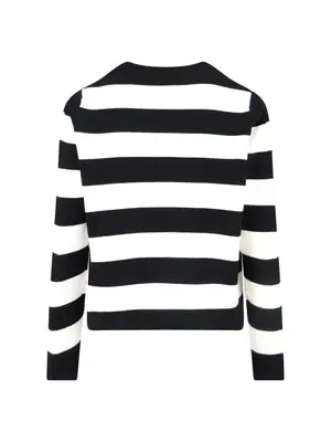 Max Mara Striped Virgin Wool Sweater - Black