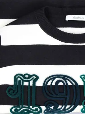 Max Mara Striped Virgin Wool Sweater - Black