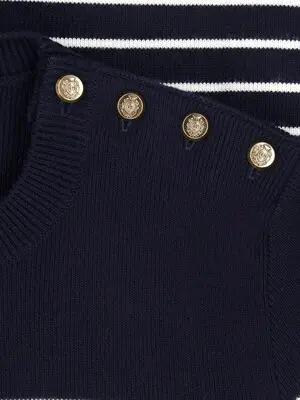 Max Mara Striped Virgin Wool Sweater - Blue